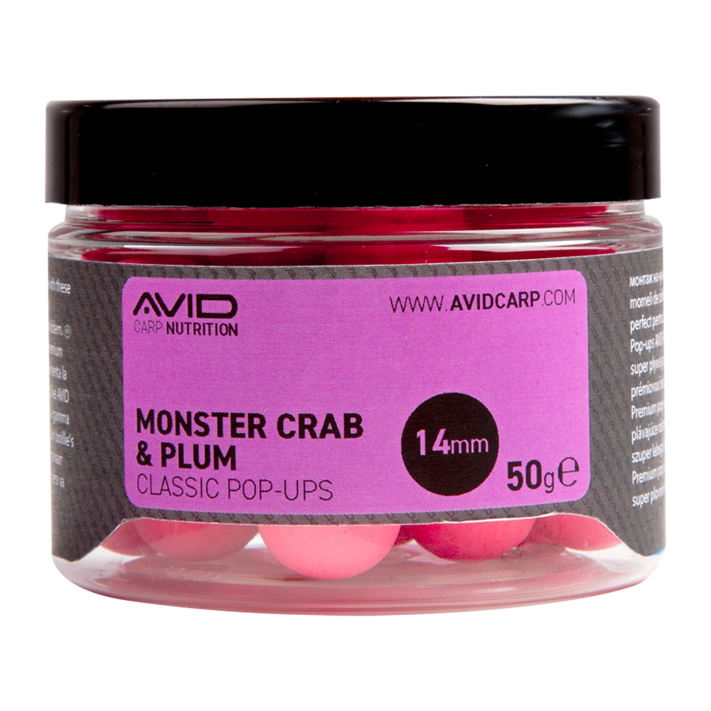 Bouillette Flottante Avid Carp Classic Pop Ups - Monster Crab & Plum