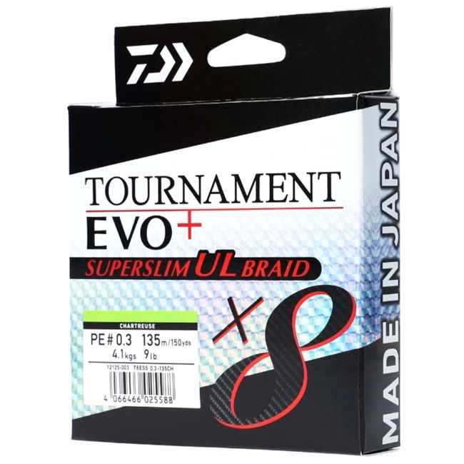 Tresse Daiwa Tournament EVO+ X8 Super Slim UL Braid 135m Chartreuse